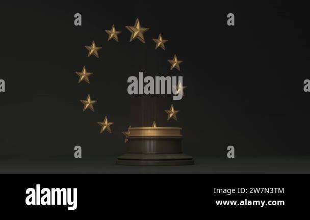 3d animation of the golden map of the European Union and the ...