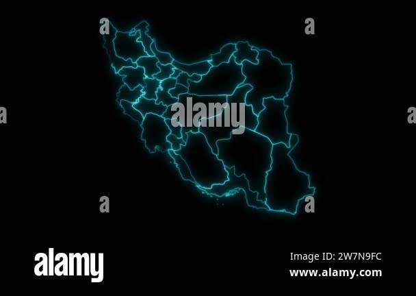 Animated Outline Map of Iran with Provinces Stock Video Footage - Alamy