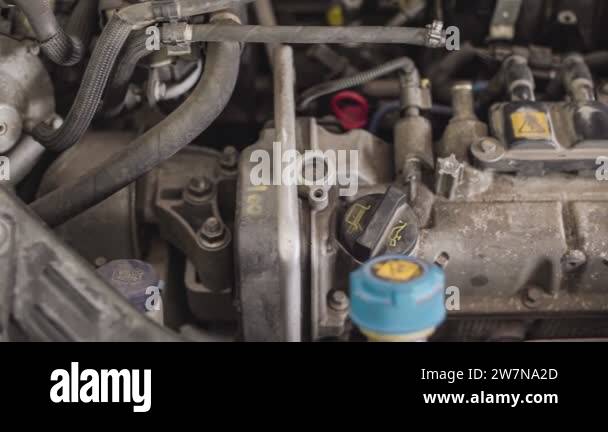 MILAN, ITALY 20 JULY 2021: Detail of Engine powered by methane in a ...