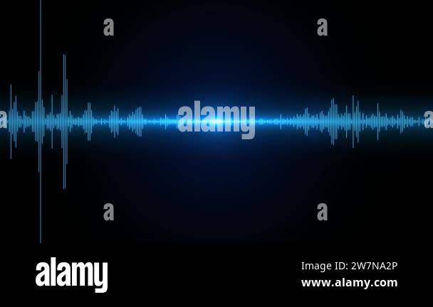 4K 3D Sound wave or frequency digital isolated Black loop background ...