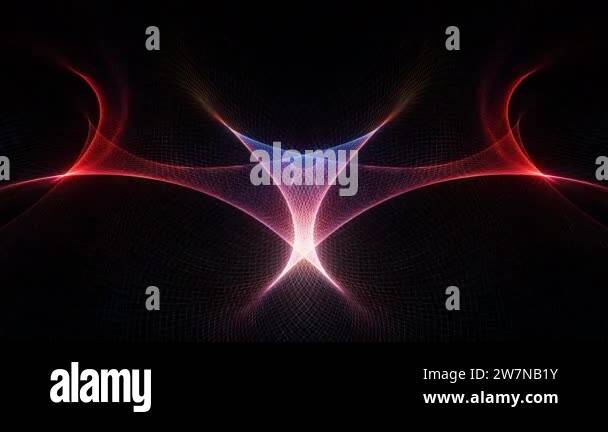 Abstract glow red blue wire mesh with center flare light space ...