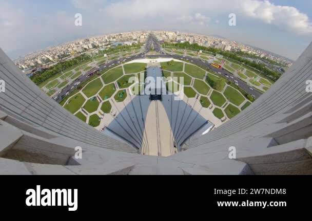 Tehran, Iran - April 2019: View from observation deck of Azadi Tower ...