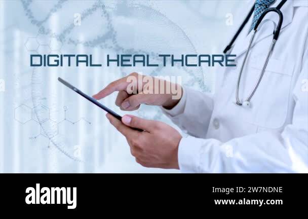 Medicine doctor connection with modern interface on hand in digital ...