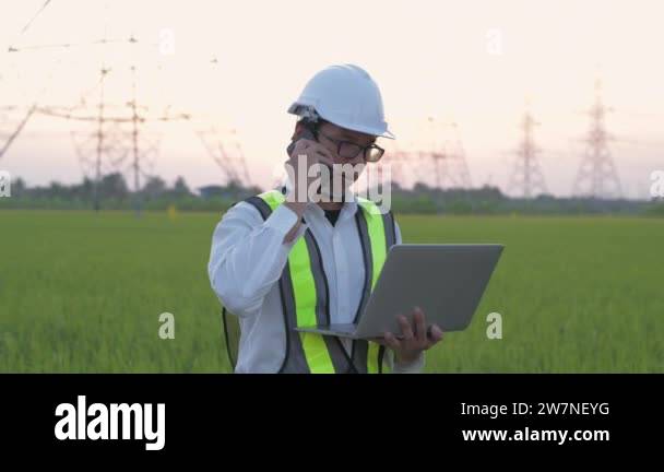 Engineer concept of 4k Resolution. Asian men are exploring the power ...