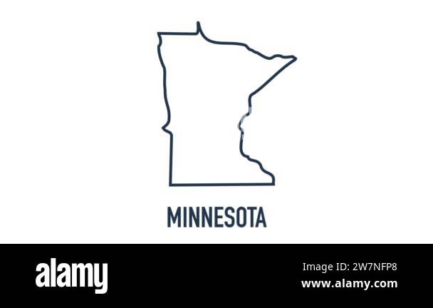 Line animated map showing the state of Minnesota from the united state ...