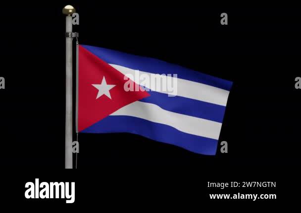 3D illustration Alpha channel of Cuban flag waving on wind. Close up of ...