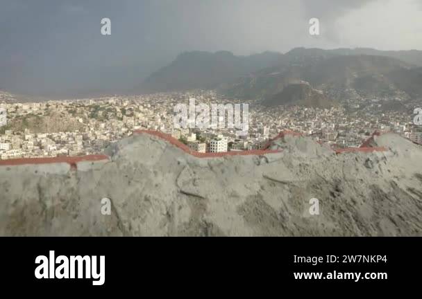 Taiz City -Yemen,which shows the historical castle (Alqahera), which is ...
