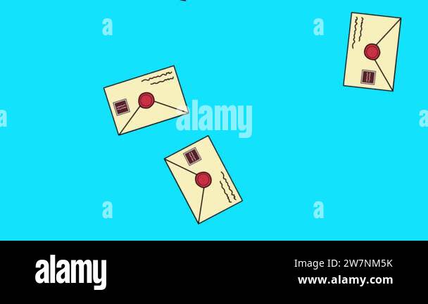 Mail falling 4K animation video. Message icons falling in the ...