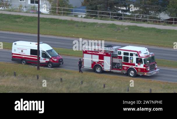Calgary, AB, Canada. Sep 6, 2021. Calgary Fire Department vehicles ...