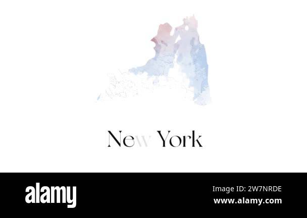 Brush animated map showing the state of New York from the united state ...