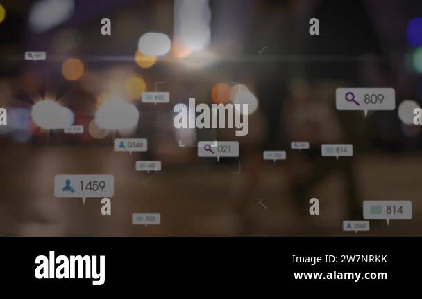 Animation of qr code over social media icons. global digital security ...