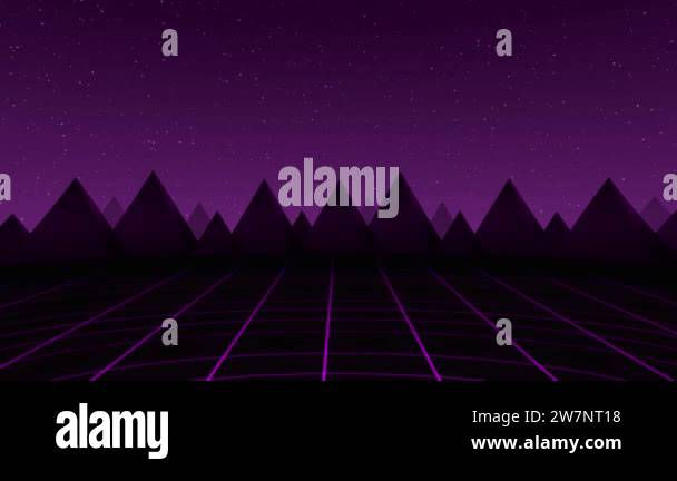 Video animation with cat face on grid is appearing under mountains on ...