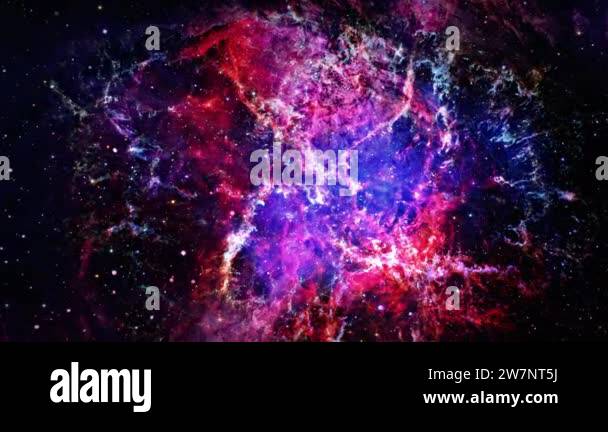 Seamless loop galaxy exploration through star field glowing colorful ...