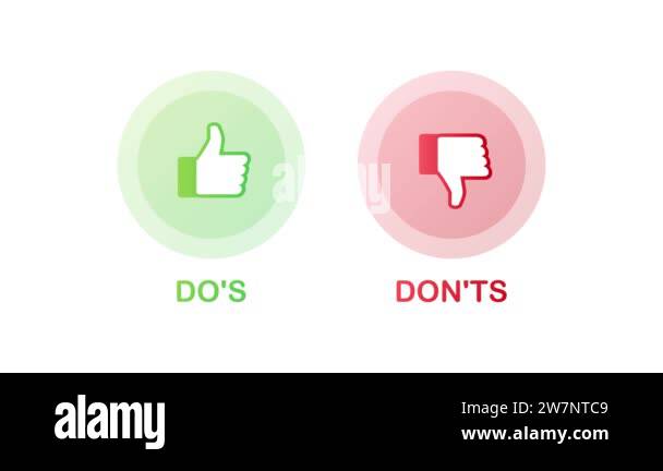 Dos and Donts like thumbs up or down. flat simple thumb up symbol ...