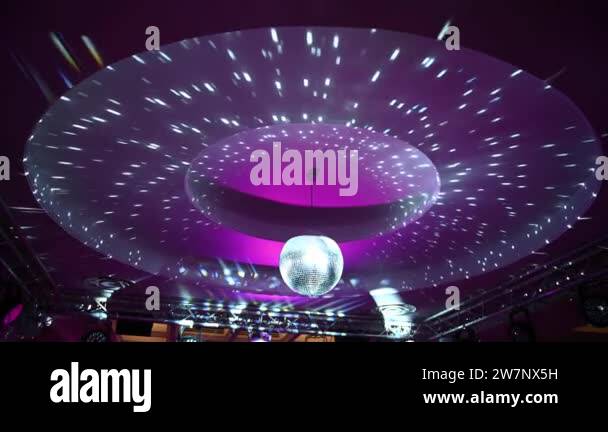 Disco Ball, view from below, from the disco ball beams, stage light ...