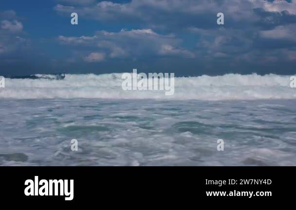 Surface of sea wave during storm in windy day Stock Video Footage - Alamy
