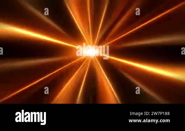 Abstract loop rotating orange glow flare light sparking with center ...