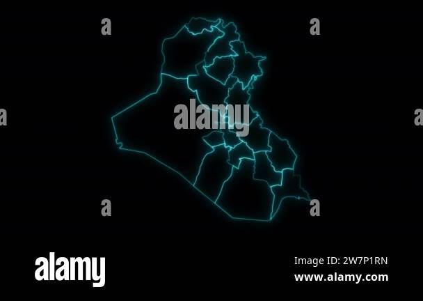 Animated Outline Map of Iraq with Provinces Stock Video Footage - Alamy