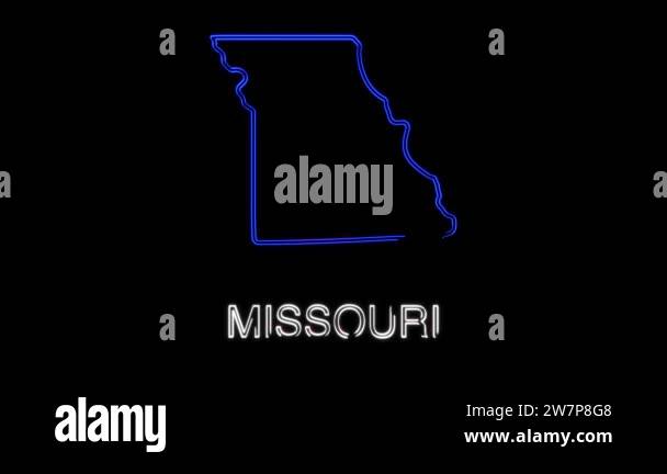 Neon animated map showing the state of Missouri from the united state ...