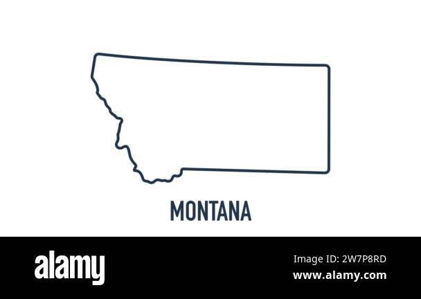 Line animated map showing the state of Montana from the united state of ...