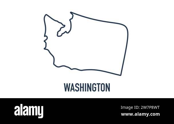 Line animated map showing the state of washington from the united state ...