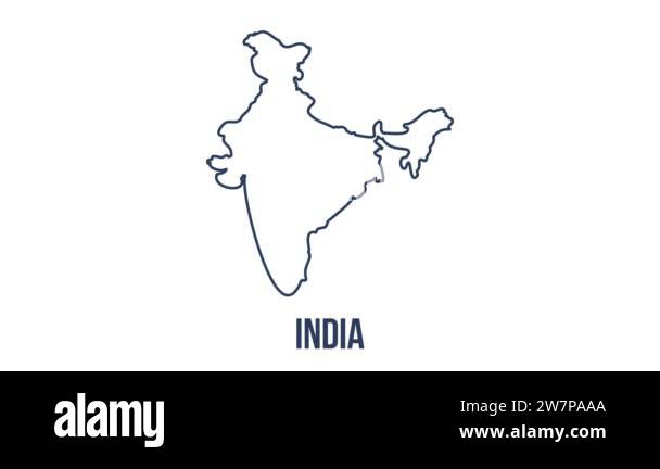 Line animated map showing the state of India from the united state of ...