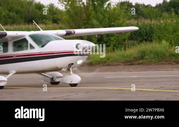 Screw aircraft. Retro plane. side view. Retro airplane propeller is ...