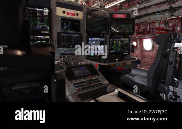 The cabin of the AIRBUS A350 aircraft for flight tests. The internal ...