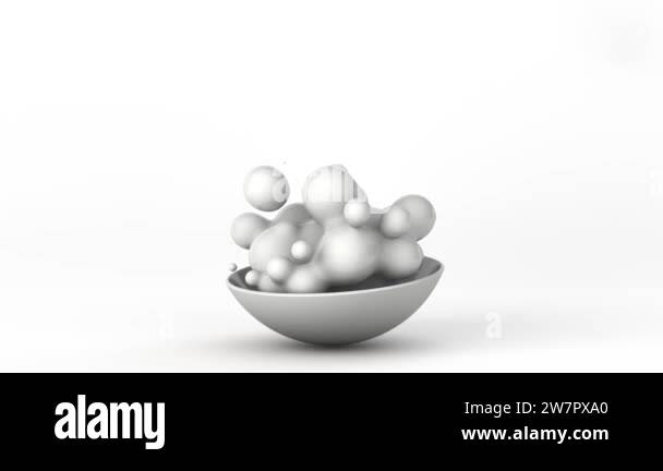Loop 3d animation of a hemisphere and drops of white liquid rising to ...