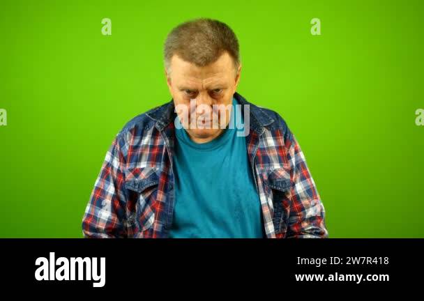 Upset elderly caucasian man feels horror hopelessness screaming and ...