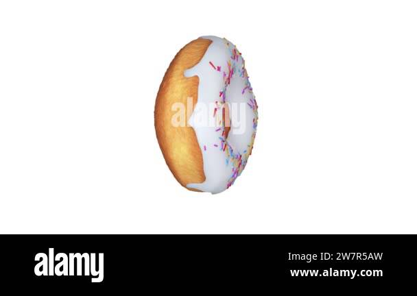 donut spinning around 360 degrees on a white background. 3d loop ...