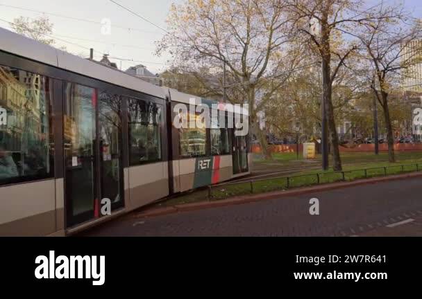 Two Trams following each other on the Mauritsweg road towards the ...
