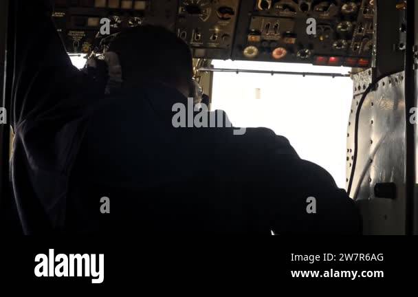 Contemporary aircraft in sky pilot drives helicopter Stock Video ...