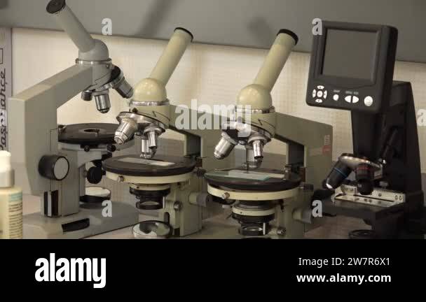 Microscope in a medical laboratory for use in the analysis of drugs in ...