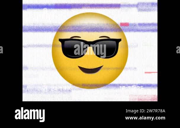 Digital animation of tv static effect over face wearing sunglasses ...