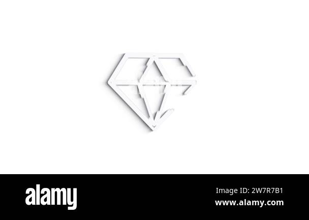 3D Line Icon ruby Animation on white background. 4k Stock Video Footage ...