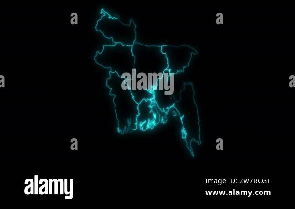 Animated Outline Map of Bangladesh with Divisions Stock Video Footage ...