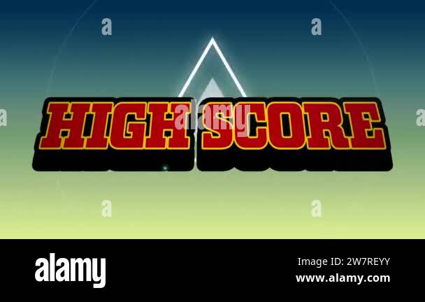 Animation of red text high score, over explosion and rotating white ...