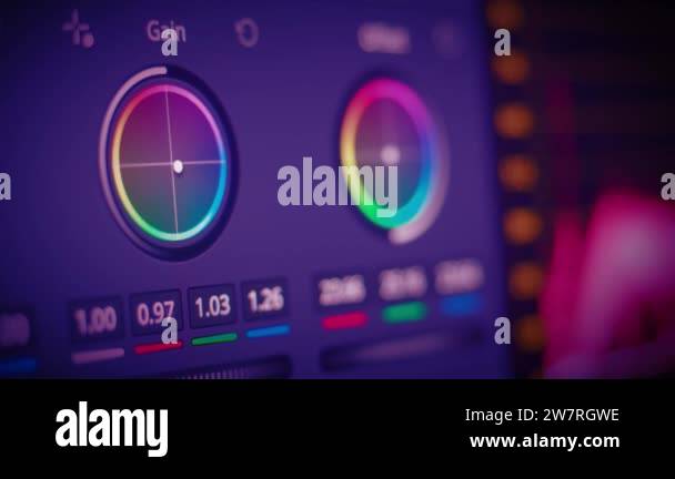 Color grading control edit on monitor. Showing adjust color. Video ...
