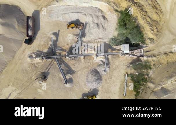 Open pit mining of construction sand stone materials with excavators ...