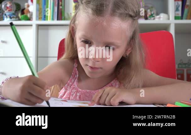 Child Studying Writing in Class, School Kid Learning at Library ...