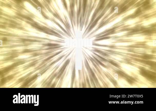 Christian cross with an intense glow. Animation of heavenly light from the crucifixion of Jesus ...
