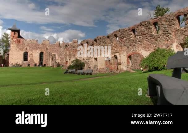 Dobele castle ruins. The stone castle of the Livonian Order is the ...