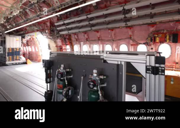 The cabin of the AIRBUS A350 aircraft for flight tests. The internal ...