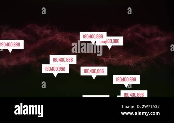 Increasing numbers on multiple speech bubbles floating against digital ...