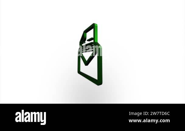 Green open envelope with letter, email icon flipping, rotation. Elegant ...
