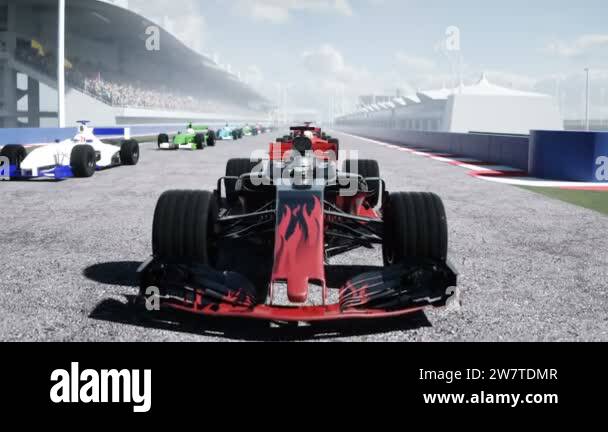 Race car and racer. Start. Success concept. Realistic 4K animation ...