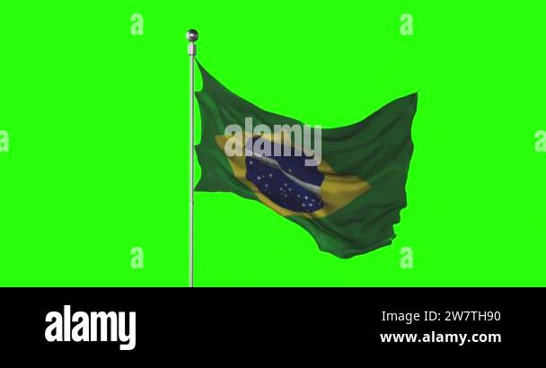 Brazil national flag waving on green screen. Chroma key animation ...