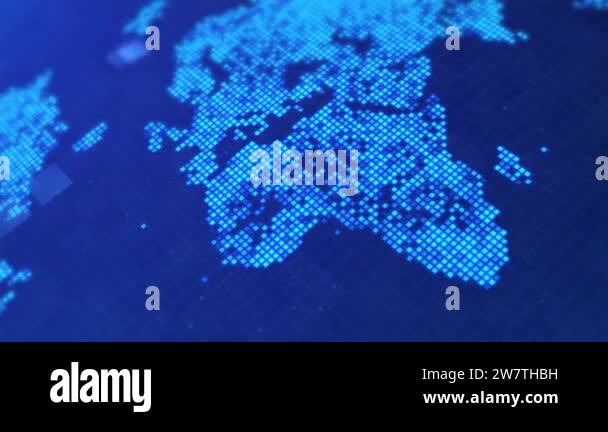 Dark blue World map with node and line connection Loop Background ...