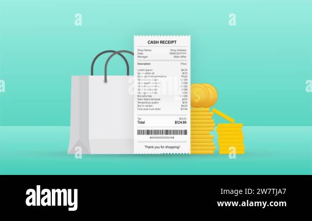 Realistic payment paper bills for cash or credit card transaction ...